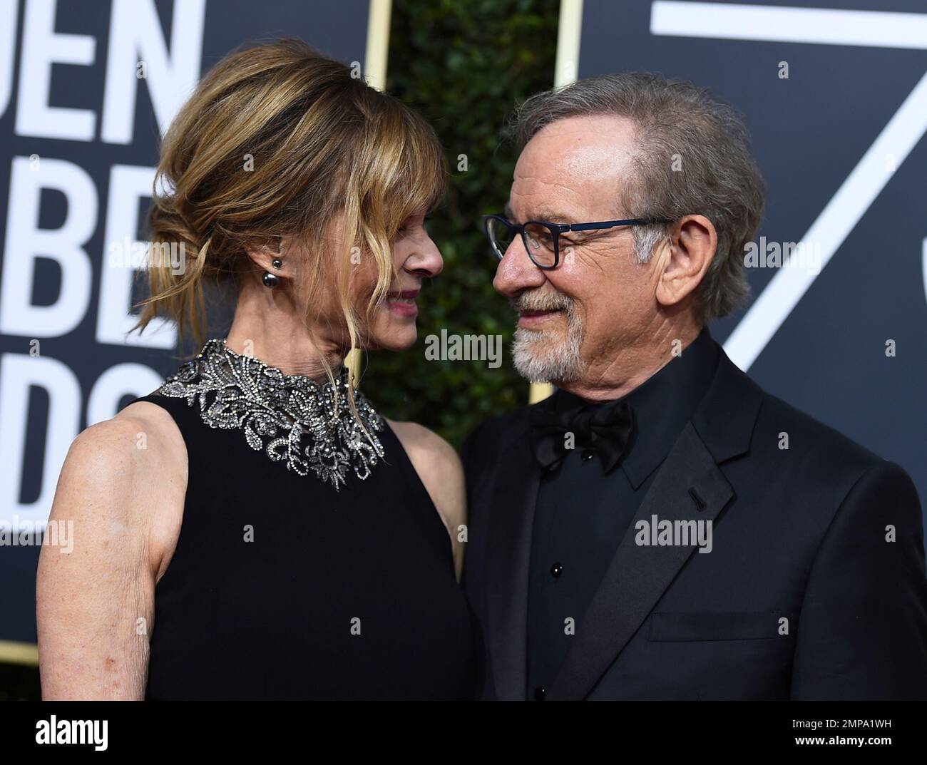 Kate Capshaw, left, and Steven Spielberg arrive at the 75th annual ...