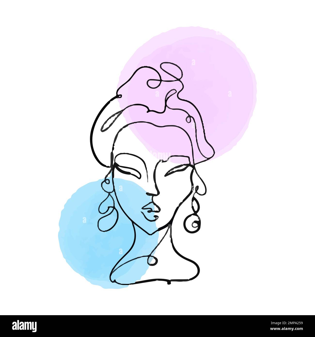Simple, minimalist vector illustration of beautiful woman face. Line ...