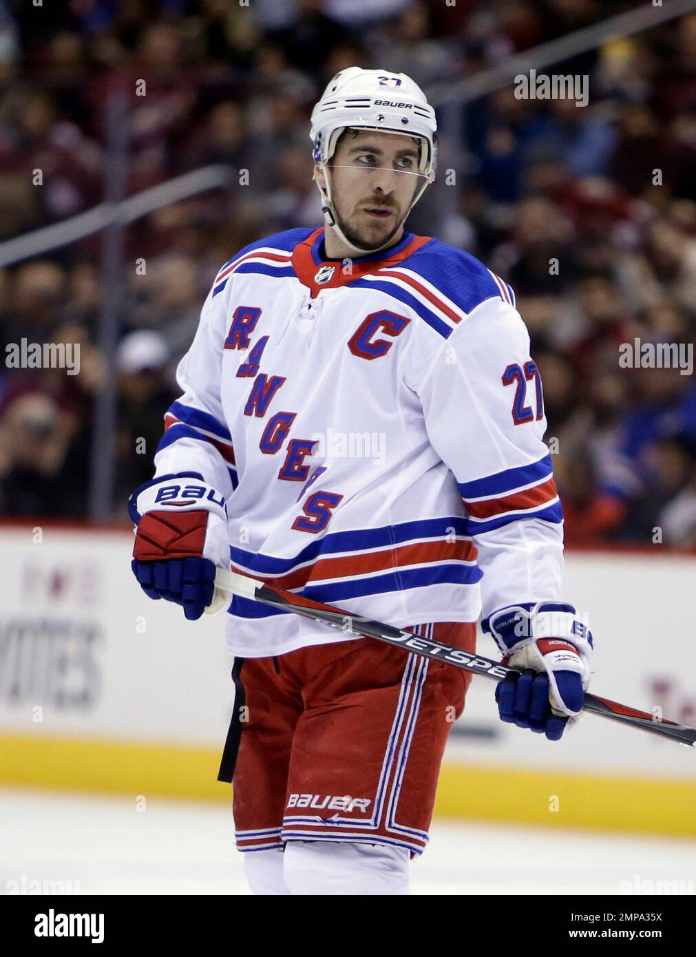New York Rangers defenseman Ryan McDonagh (27) during an NHL hockey ...