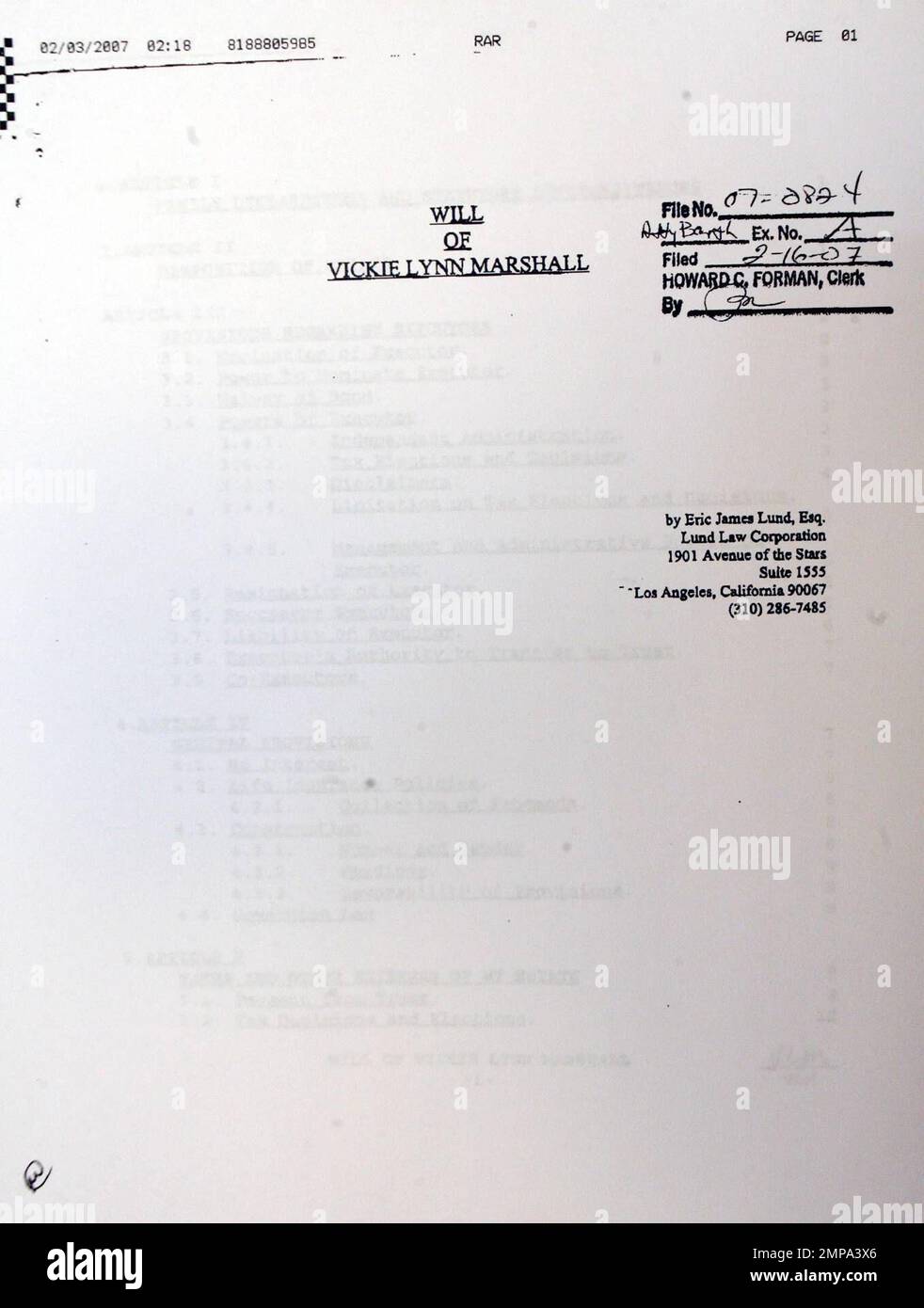 The last will and testament of Vickie Lynn Marshall AKA Anna Nicole ...