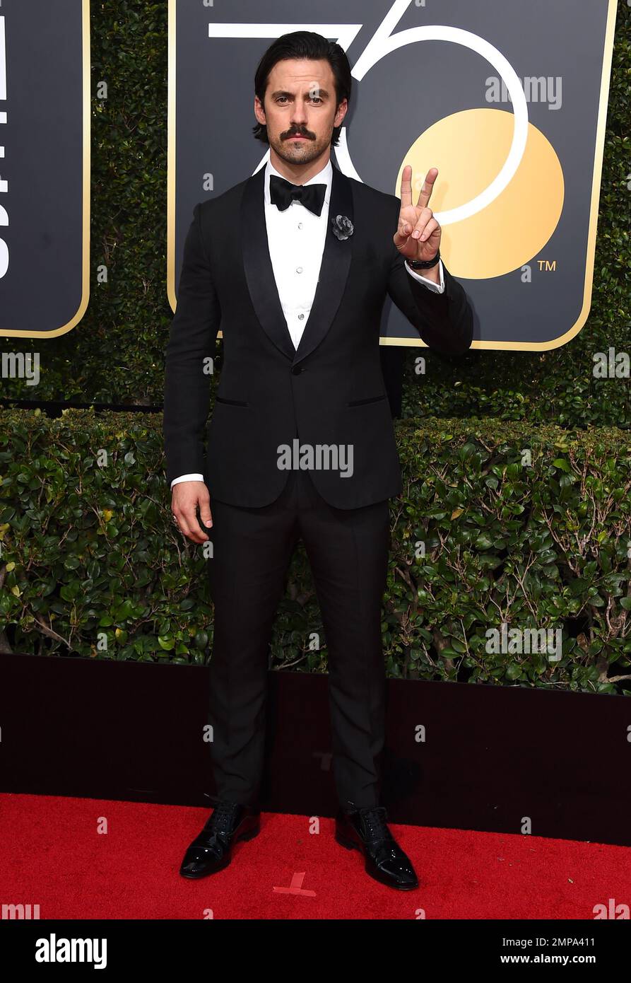 Milo Ventimiglia arrives at the 75th annual Golden Globe Awards at the ...
