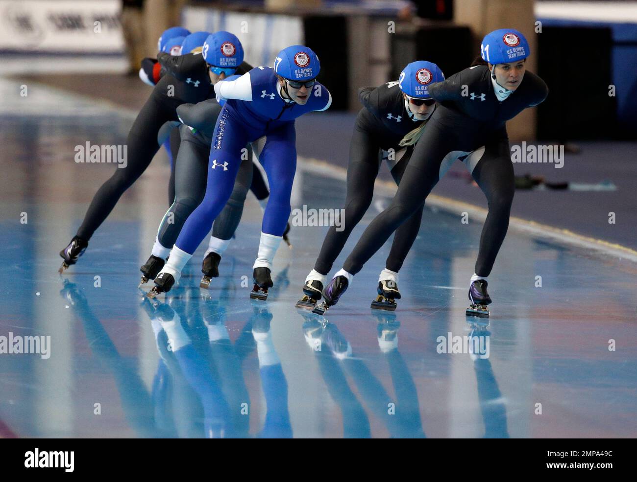 Heather Bergsma, right, Mia Manganello, and Hannah Bosman compete in ...