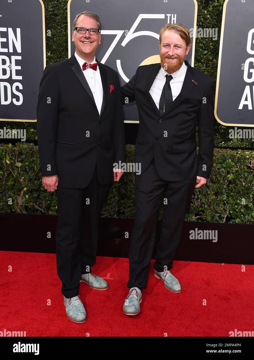 Sean Bobbitt, left, and Hugh Welchman arrive at the 75th annual Golden ...