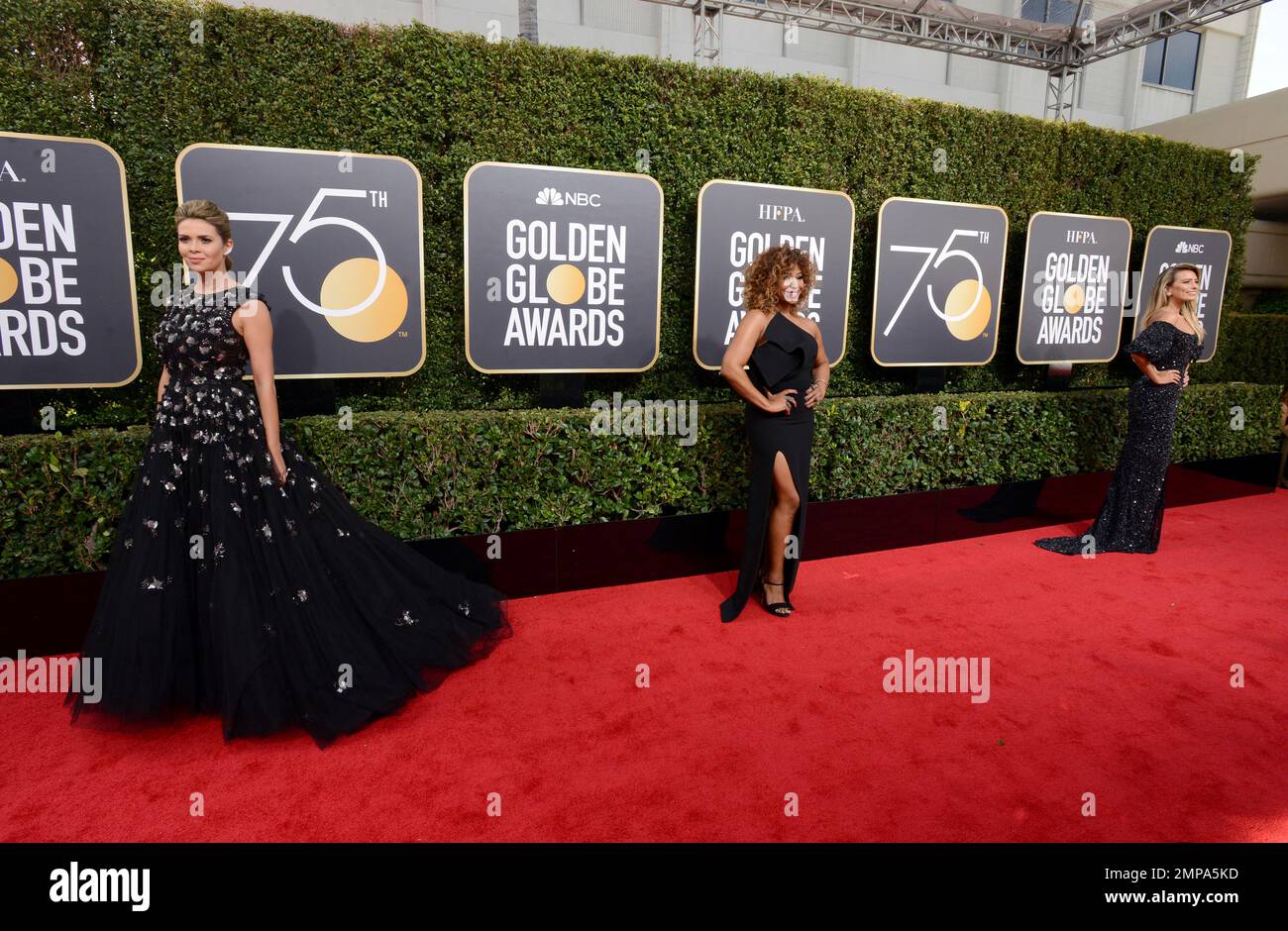Carly Steel, from left, Tanika Ray and Renee Bargh arrive at the 75th ...