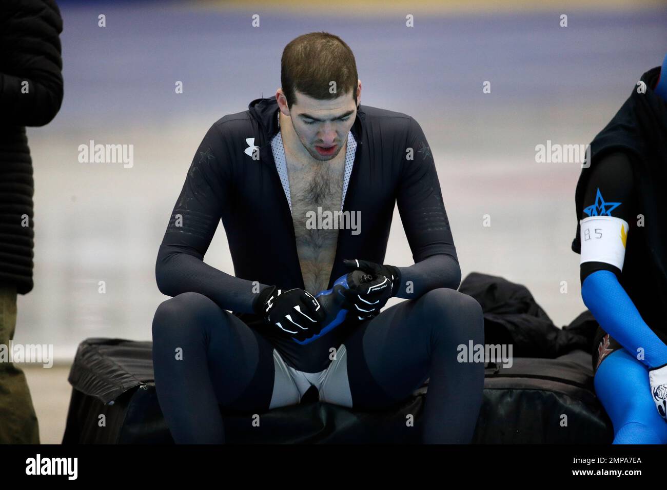 Steven Hartman reacts after competing in the men's 1,500 meters during ...