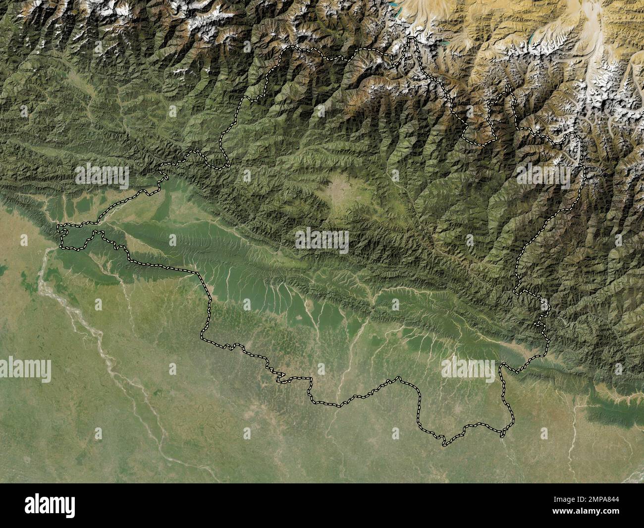 Central, development region of Nepal. Low resolution satellite map ...