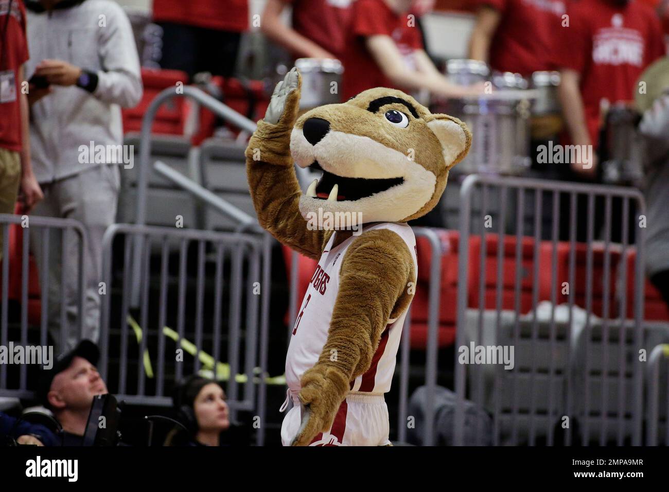 The Washington mascot performs during the second half of an NCAA ...