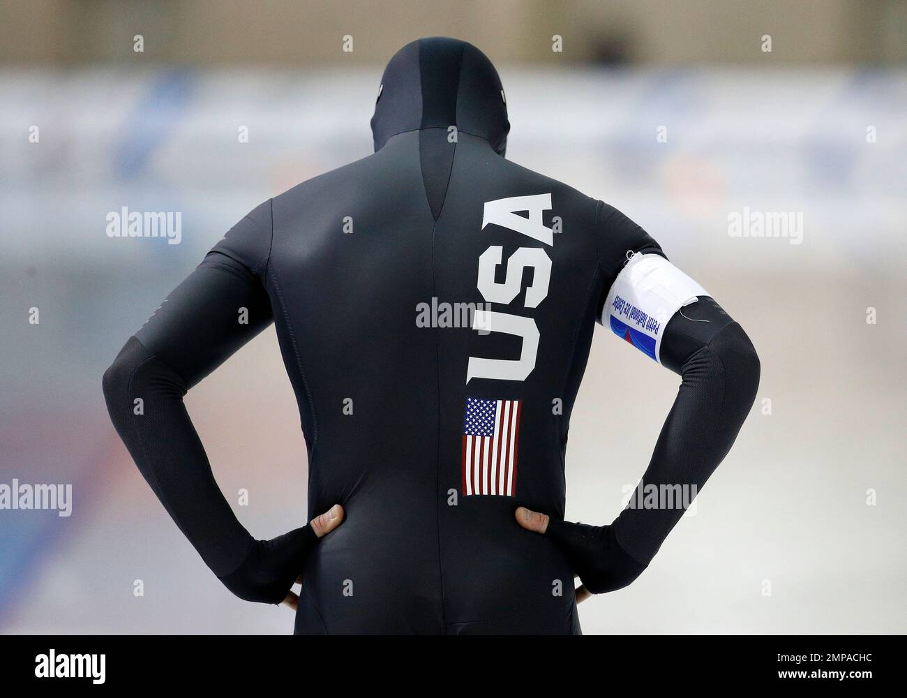 Joey Mantia pauses before competing in the men's 1,500 meters during ...