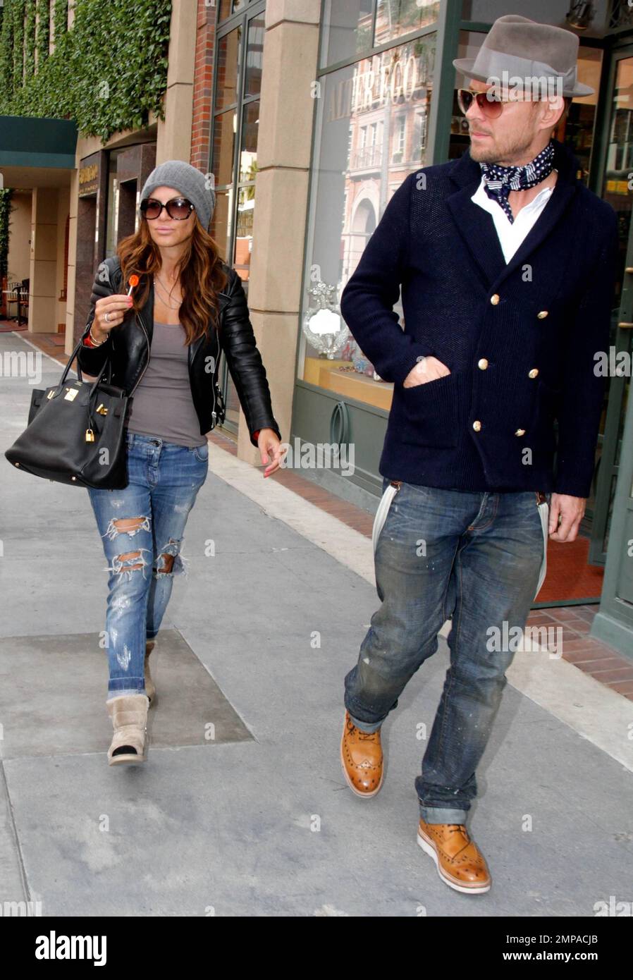 Robin Antin and Matt Goss walk together as they leave an appointment in ...