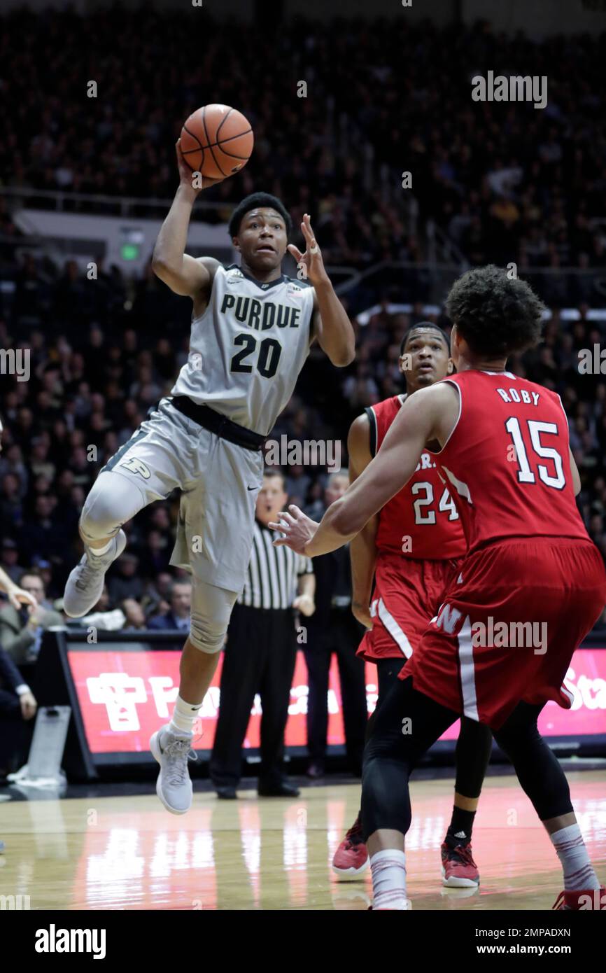 Purdue guard Nojel Eastern (20) shoots over Nebraska forward Isaiah ...