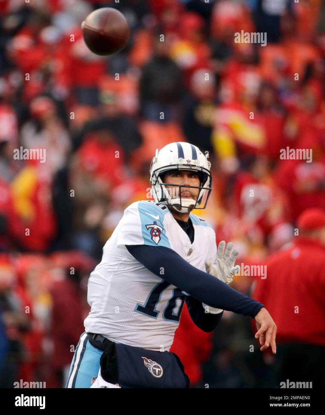 Tennessee Titans quarterback Matt Cassel (16) throws before an NFL wild ...