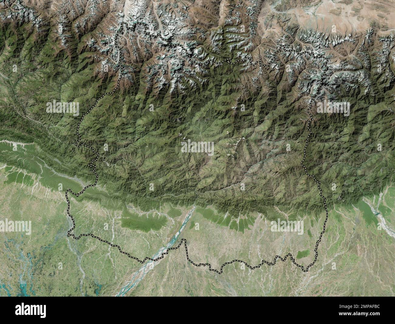 East, development region of Nepal. High resolution satellite map Stock ...
