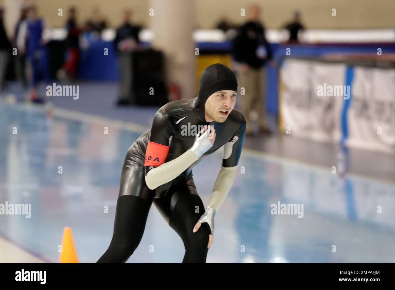 Tyler Cain reacts after competing in the men's 500 meters during the U ...