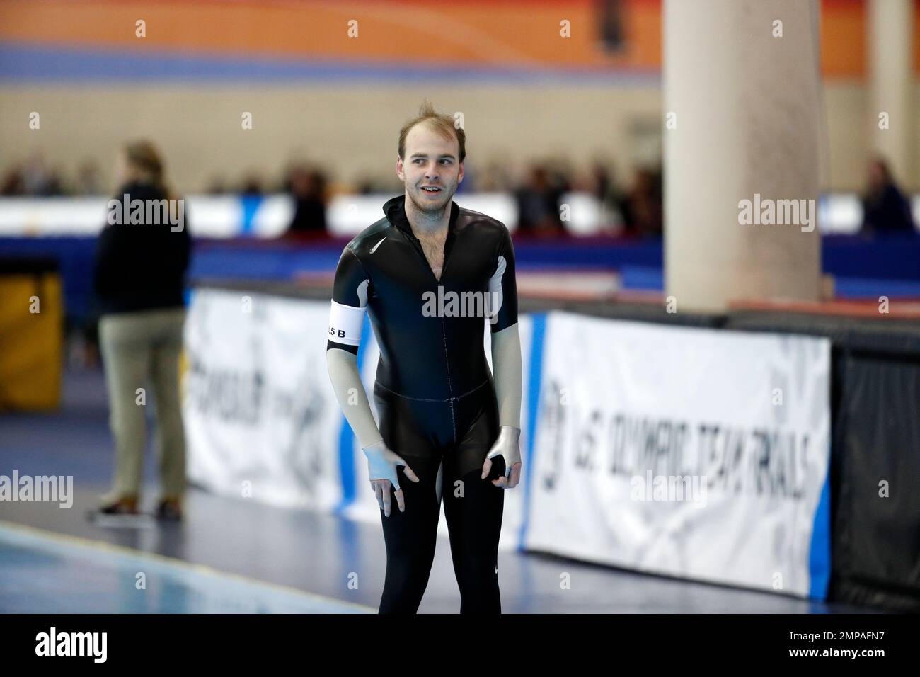 Tyler Cain reacts after competing in the men's 500 meters during the U ...