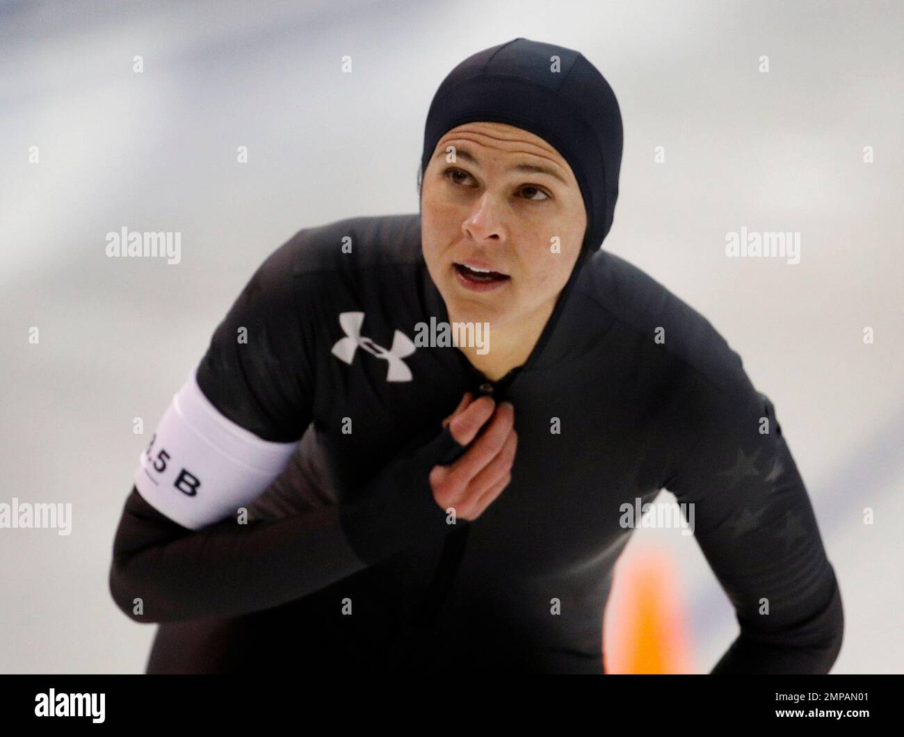Brittany Bowe reacts after competing in the women's 500 meters during ...
