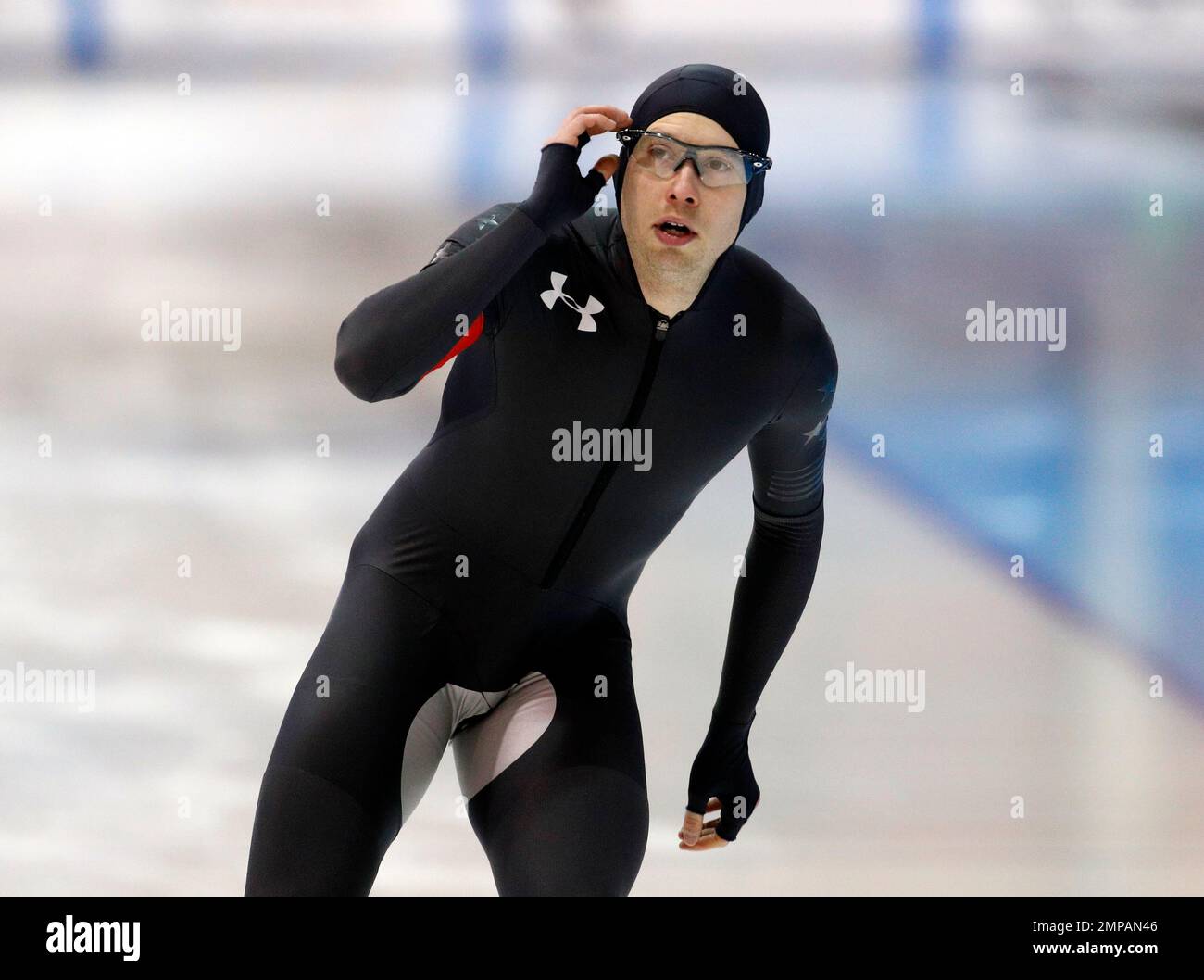 Jonathan Garcia reacts after competing in the men's 500 meters during ...