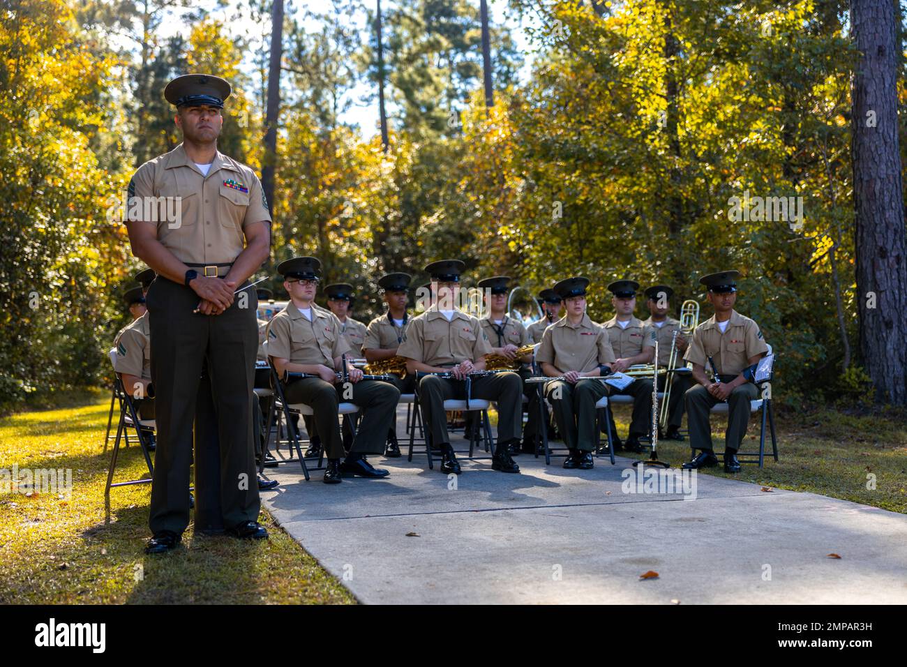 The 2d Marine Division band attends the Corpsmen Memorial Dedication Ceremony at Lejeune ...