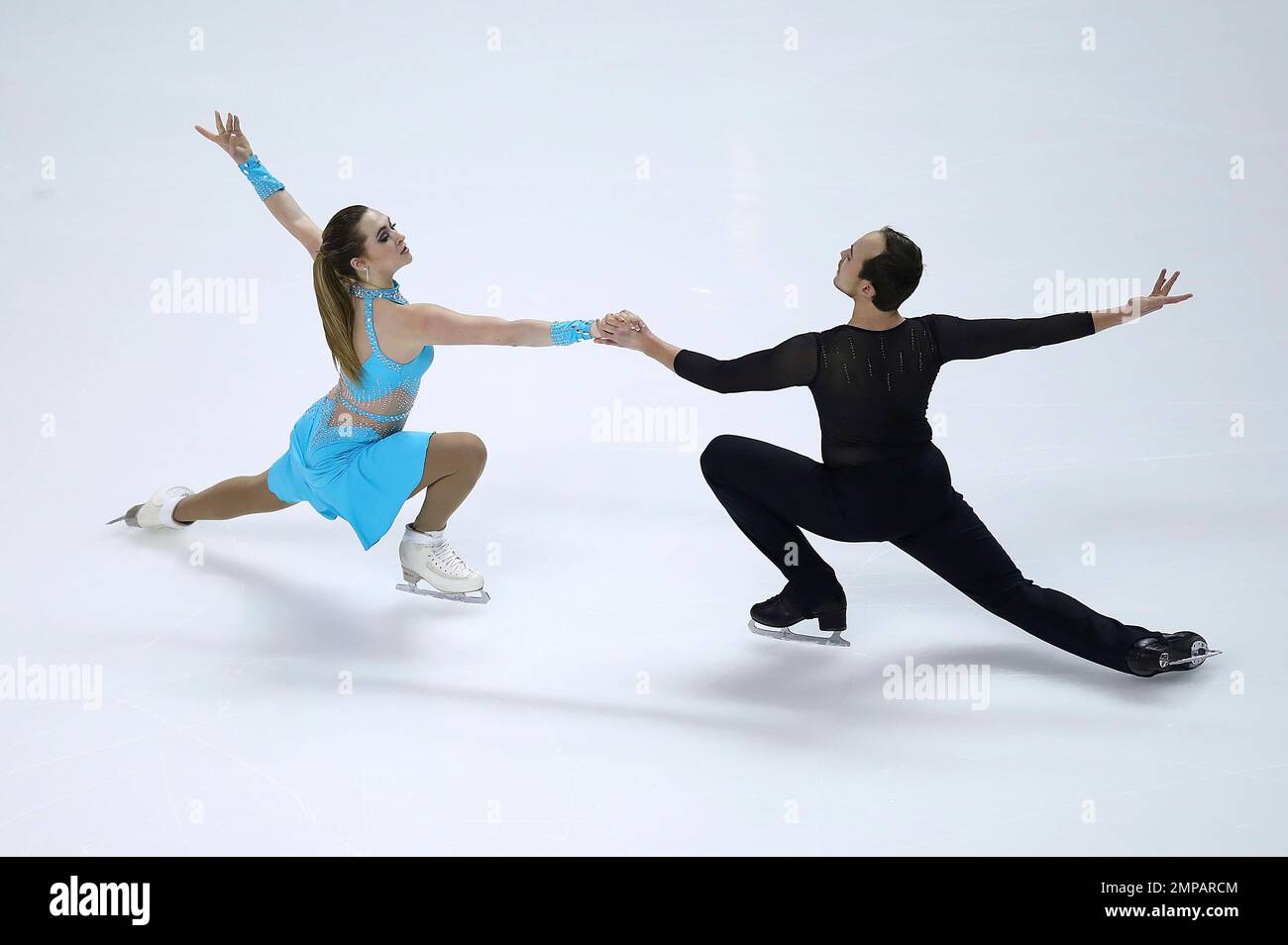 Ashley Bain, left, and Oleg Altukhov perform their short program in the ...