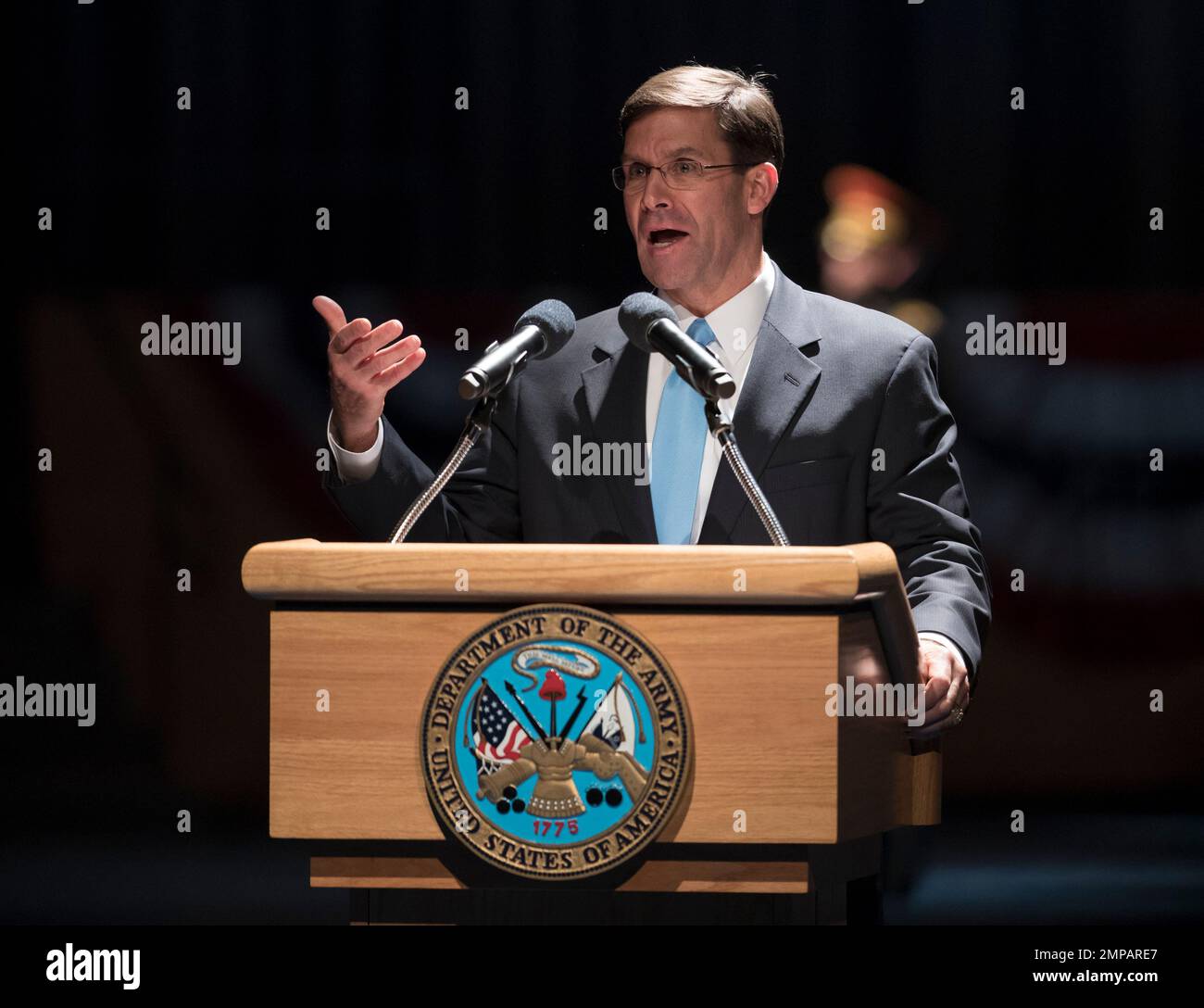 23rd Secretary of the Army, Mark Esper speaks at Conmy Hall at Joint ...