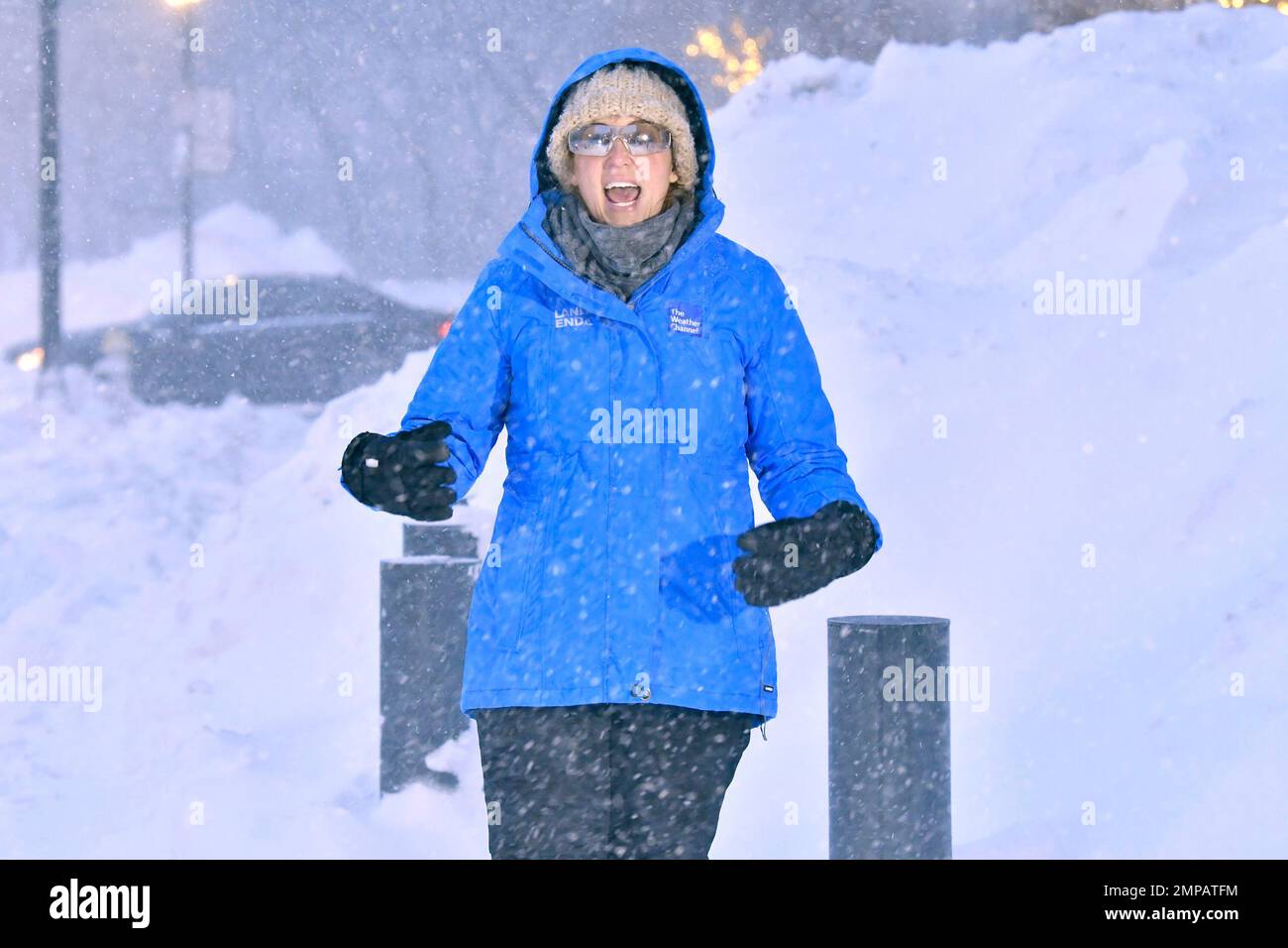 The Weather Channel on-camera meteorologist Alex Wilson reports on ...