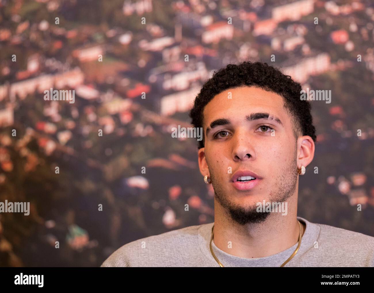 American basketball player LiAngelo Ball speaks during a news ...