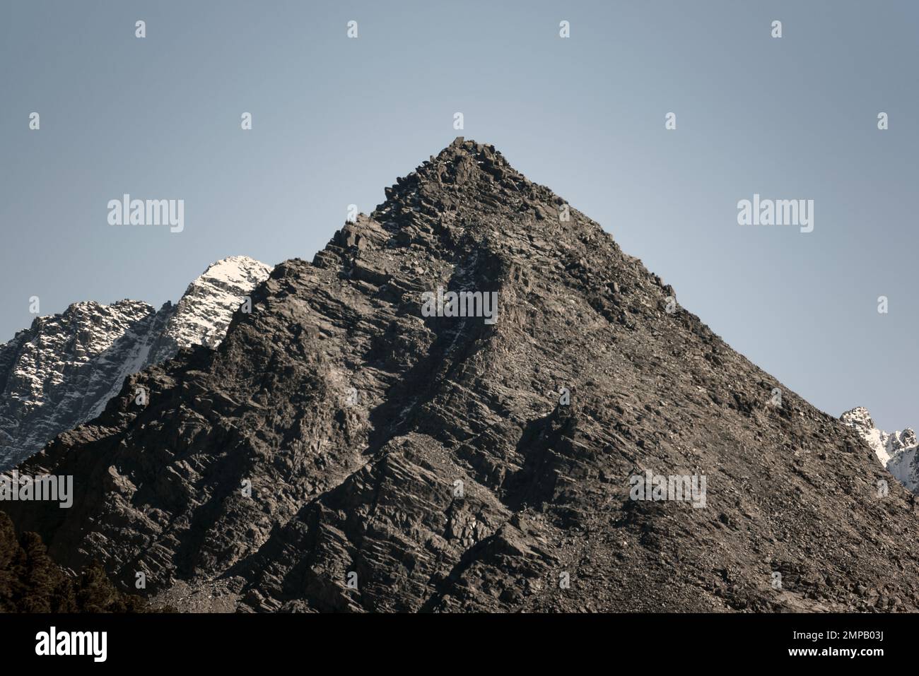 Panorama of a stone mountain in the form of a pyramid against the ...