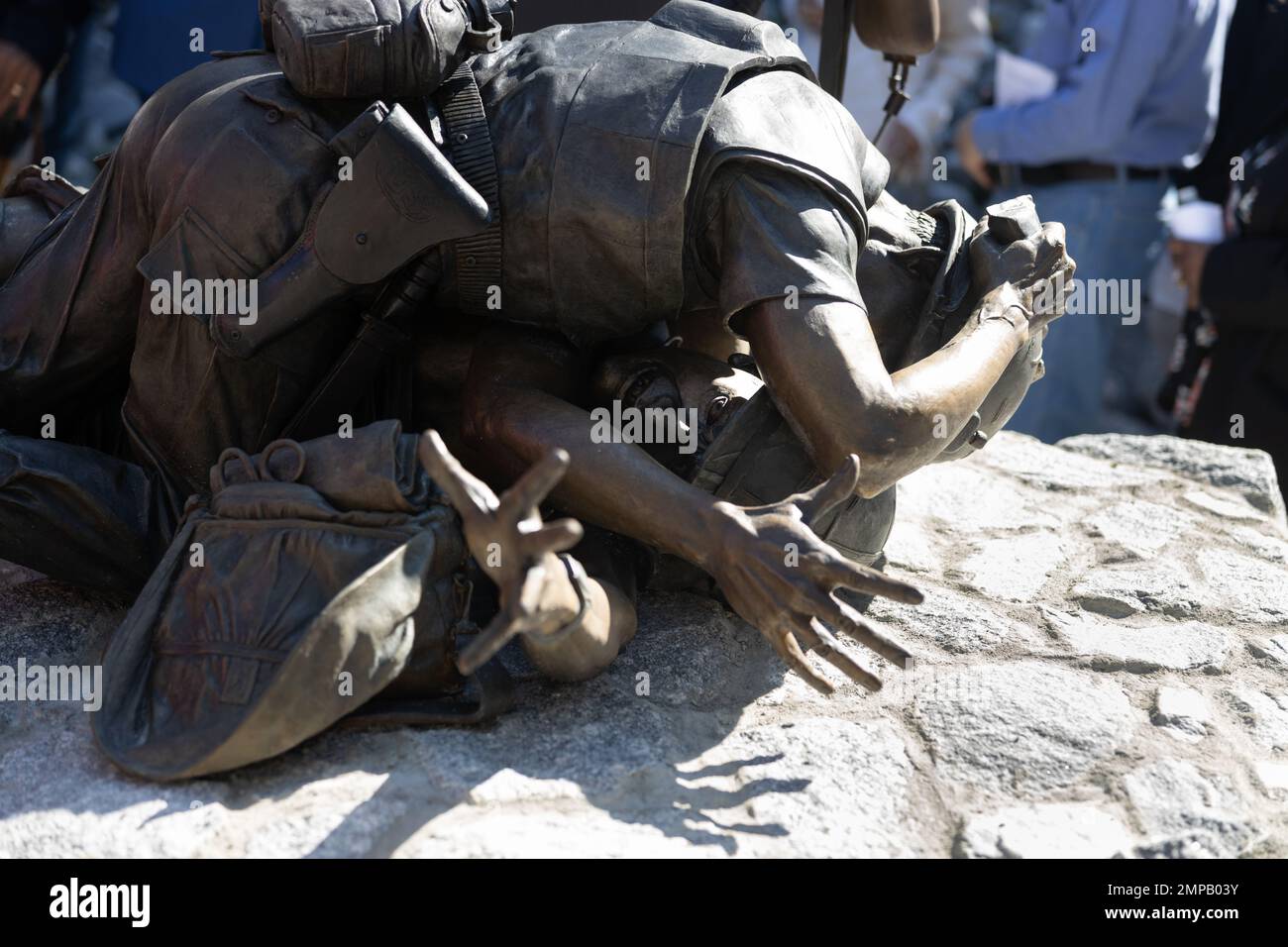 The newly unveiled U.S. Navy Corpsmen Memorial stands following the ...