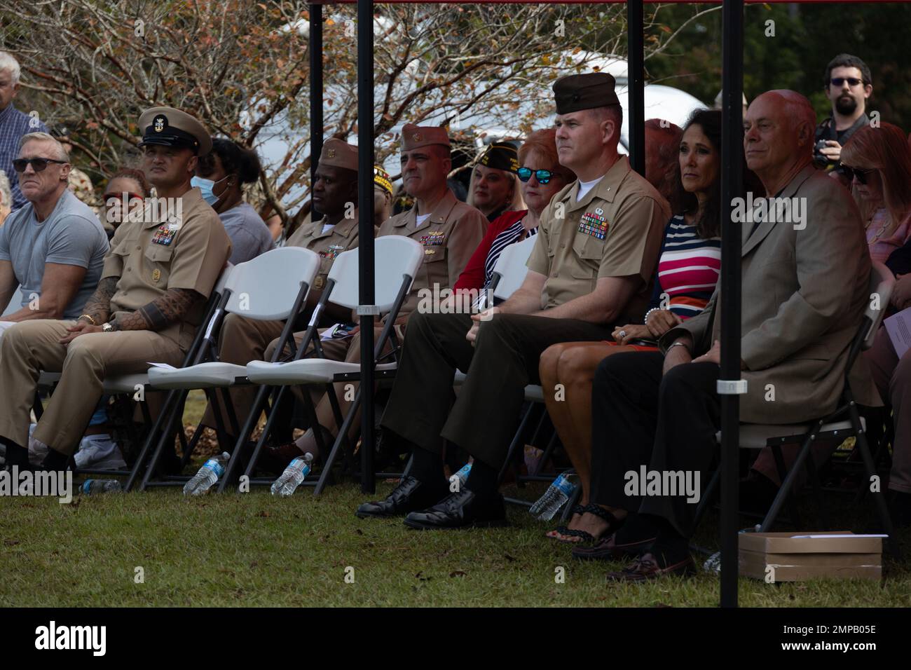U.S. Navy Command Master Chief Christopher Rebana, left, command master ...