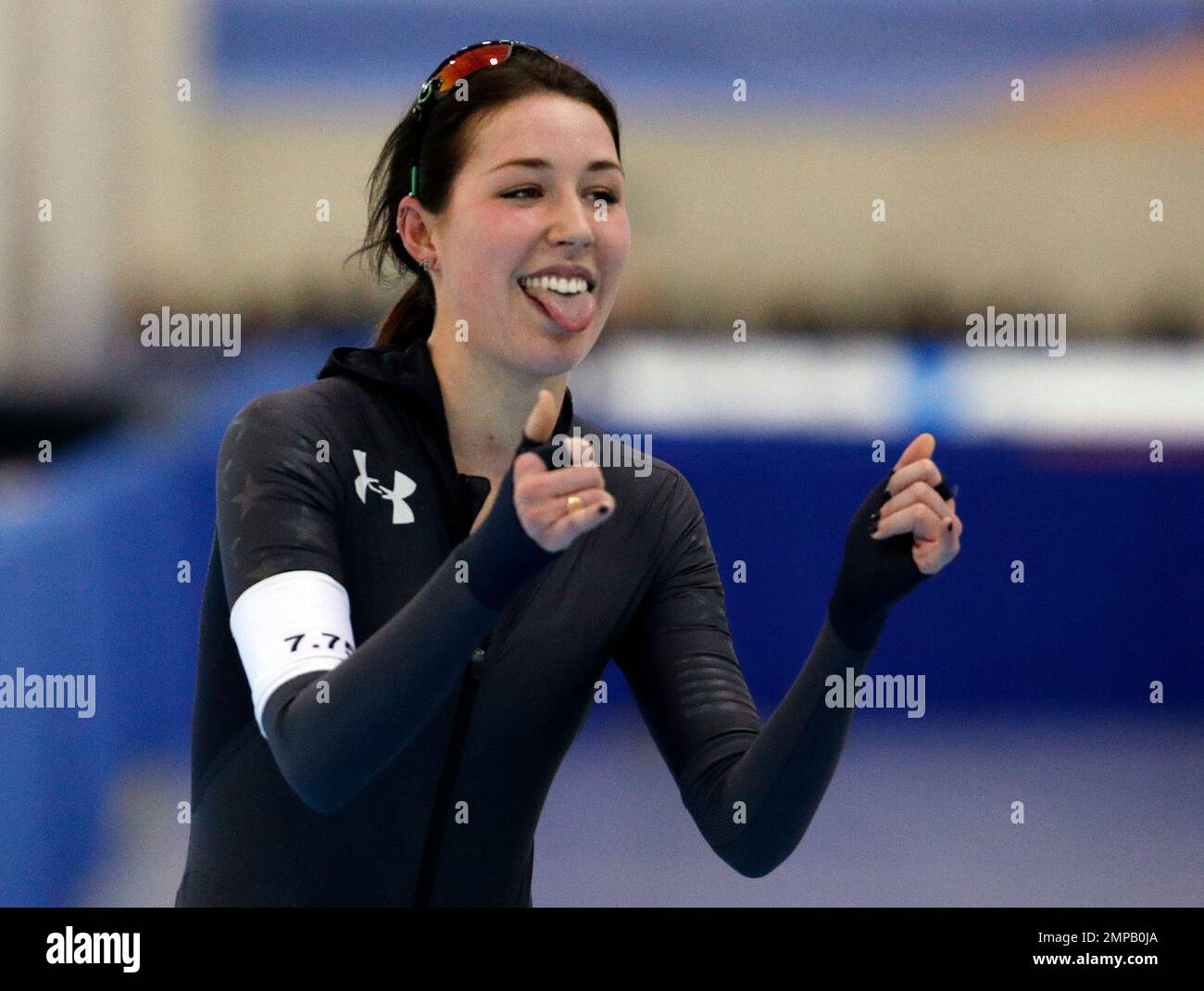 Petra Acker reacts after competing in the women's 5,000 meters during ...