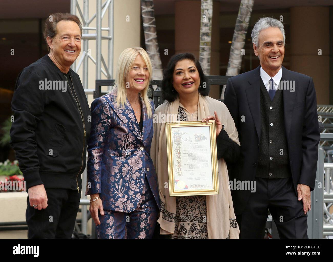 Barry Adelman , from left, Mayor of Beverly Hills Lili Bosse, Meher ...