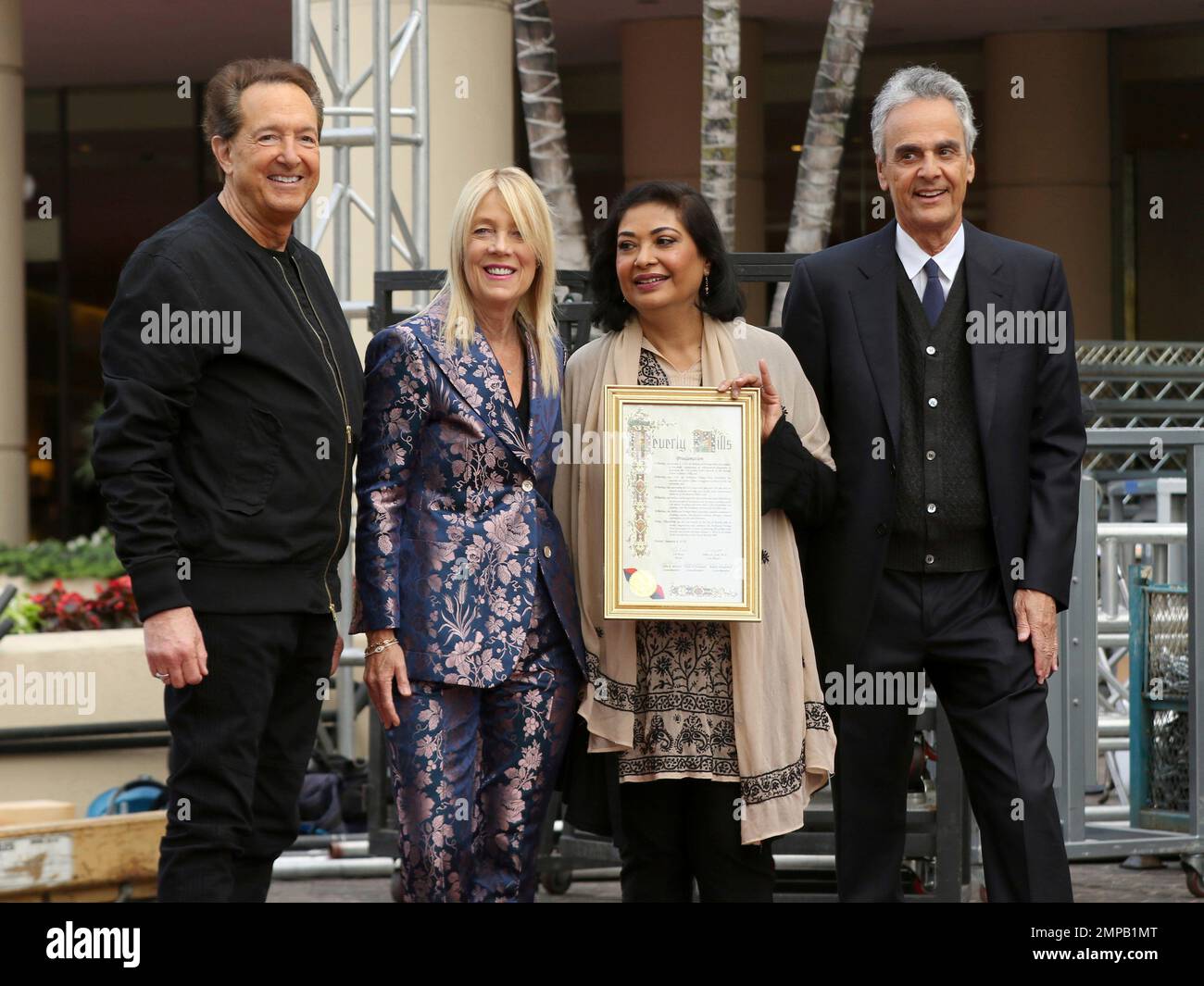 Barry Adelman , from left, Mayor of Beverly Hills Lili Bosse, Meher ...