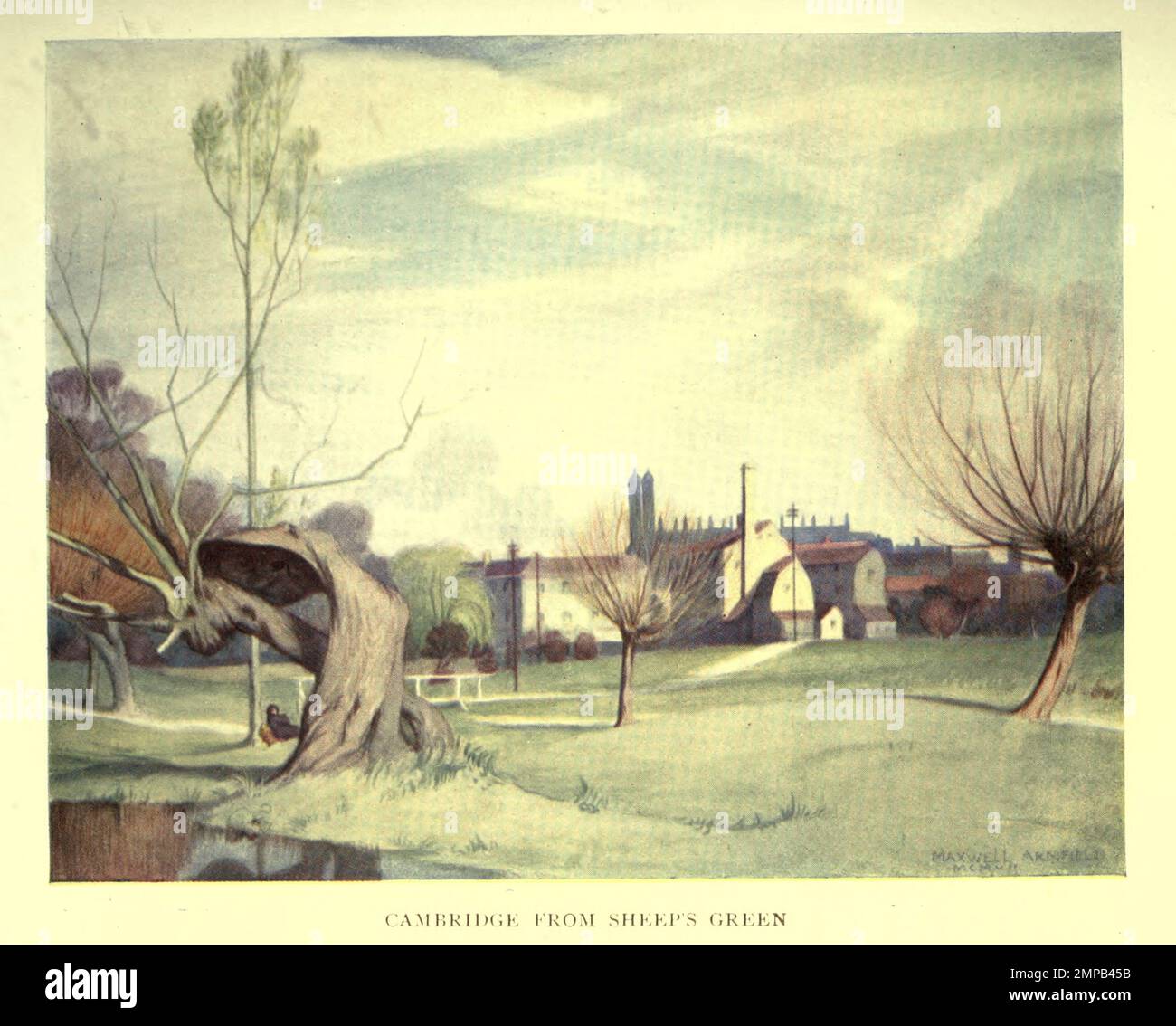 Cambridge from Sheep's Green Painted by Maxwell Armfield from the book ...