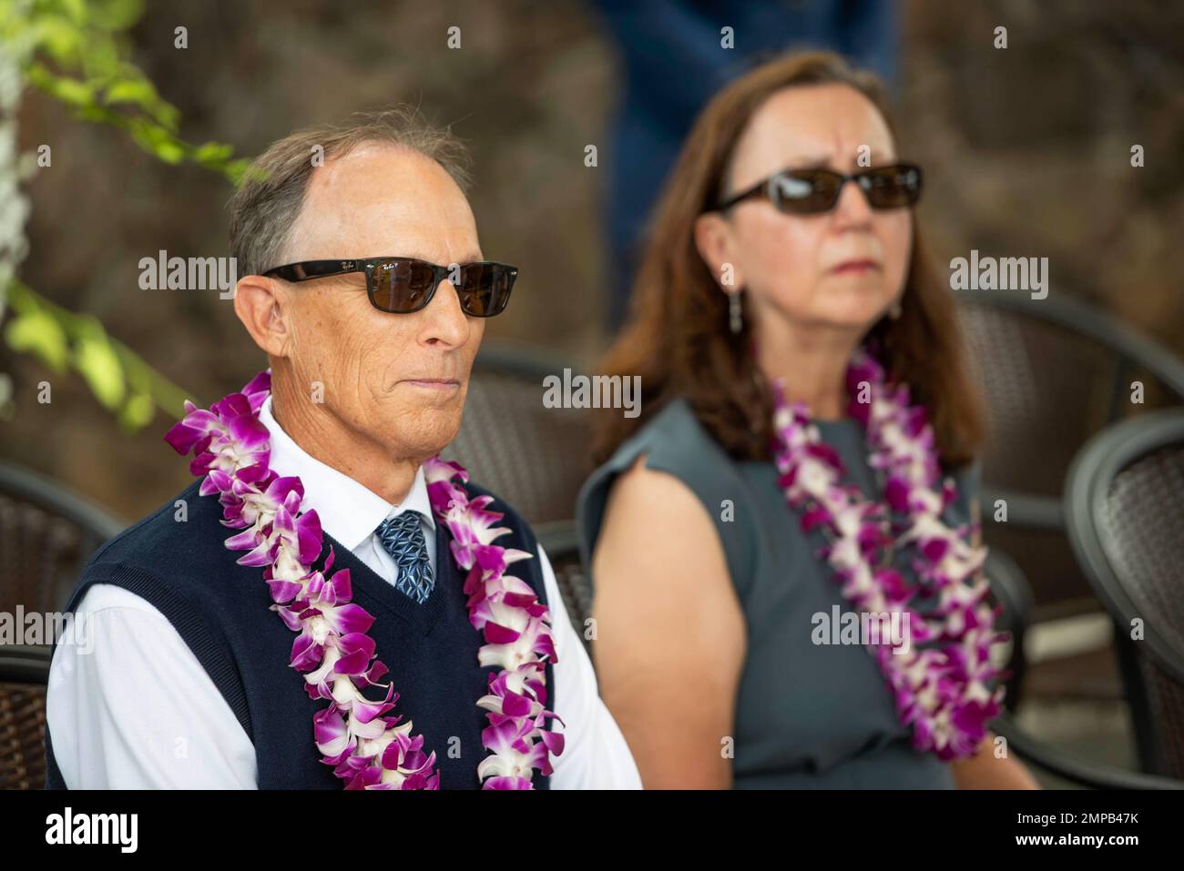John Basden and his wife, Dolores Basden, listen to the opening remarks ...