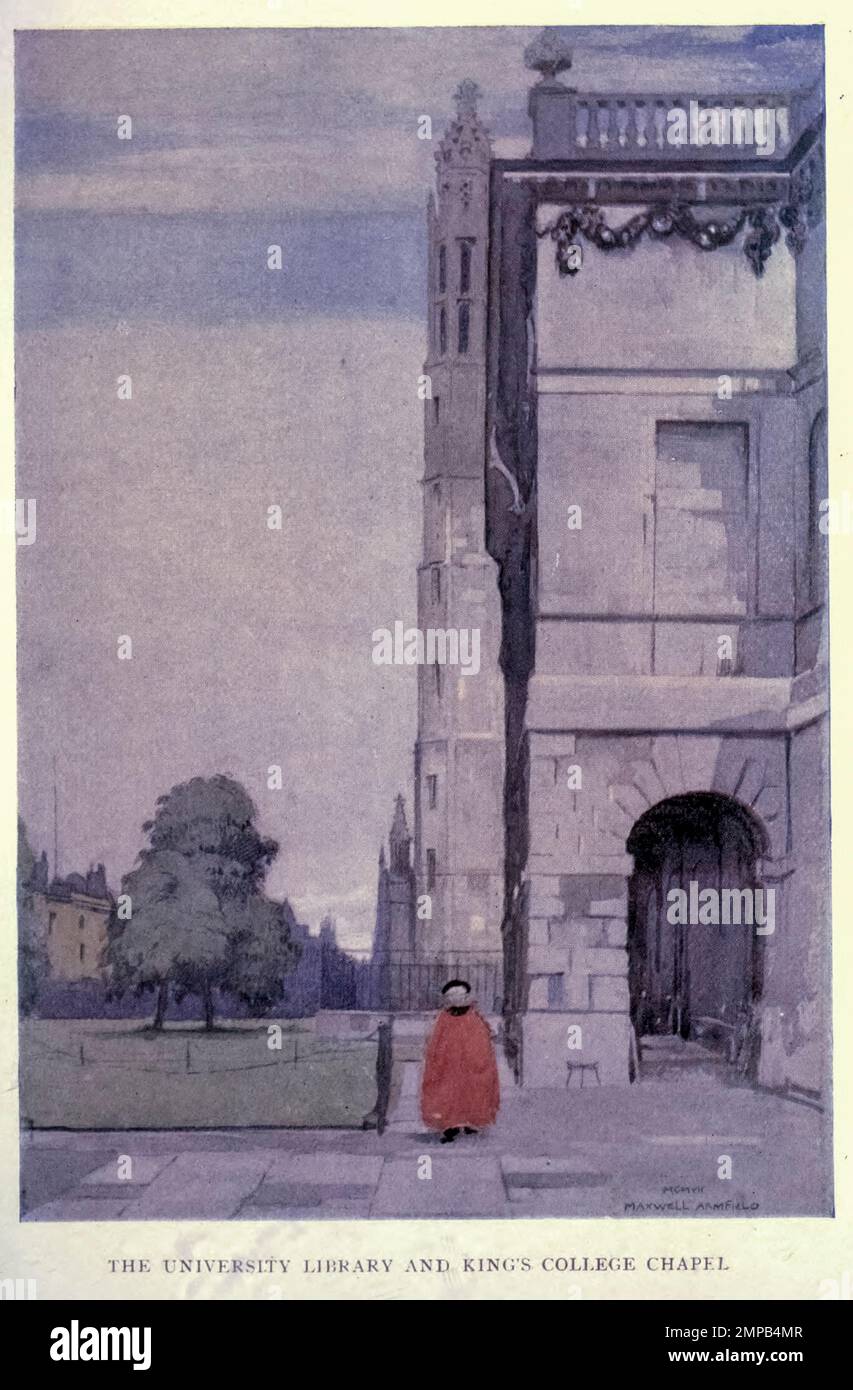 Painted by Maxwell Armfield from the book ' Cambridge and its story ...