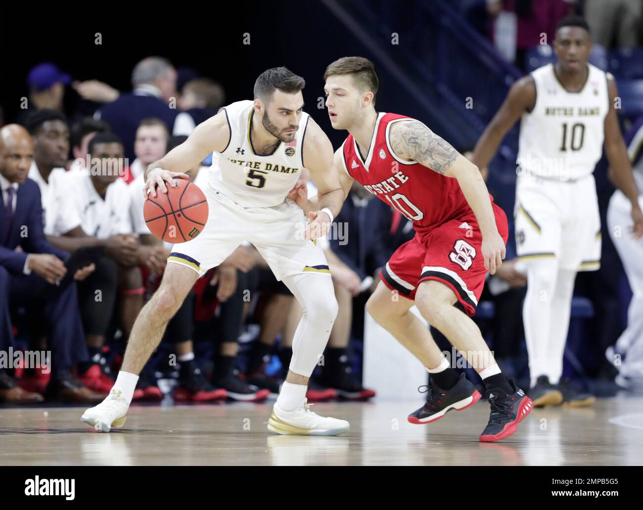 North Carolina State guard Braxton Beverly (10) defends Notre Dame ...