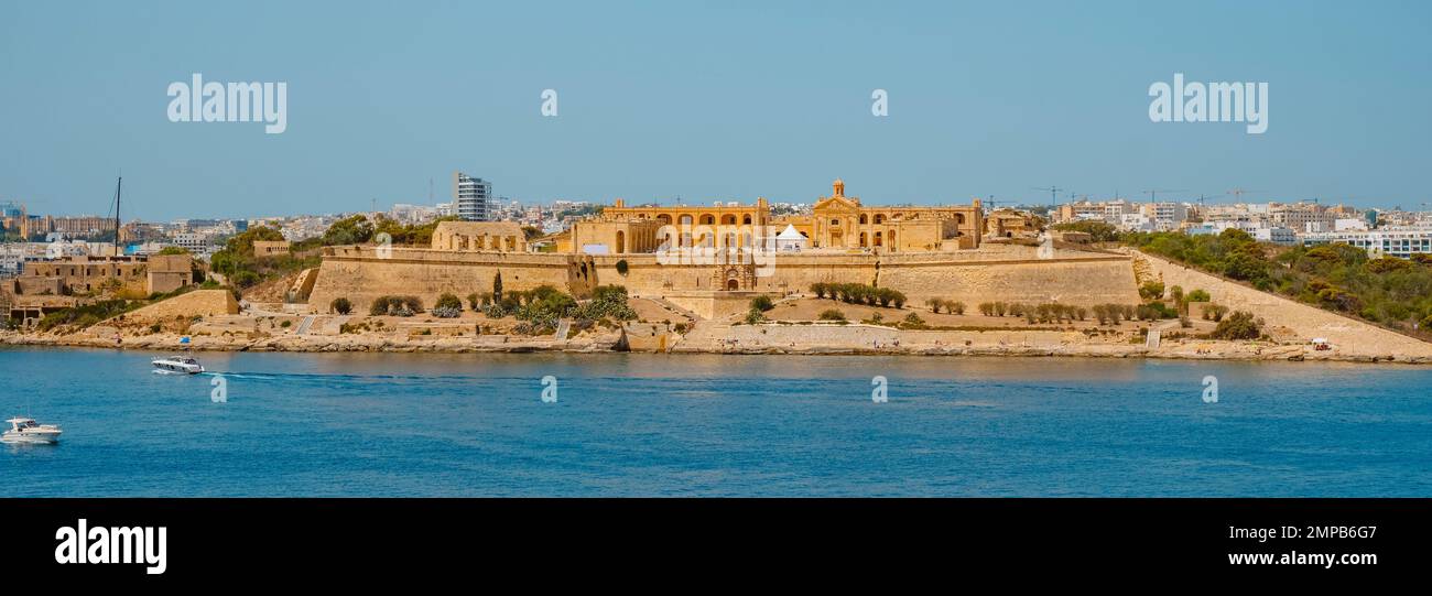 Fort Manoel in Manoel Island, Gzira, Malta, on a sunny summer day, in a ...
