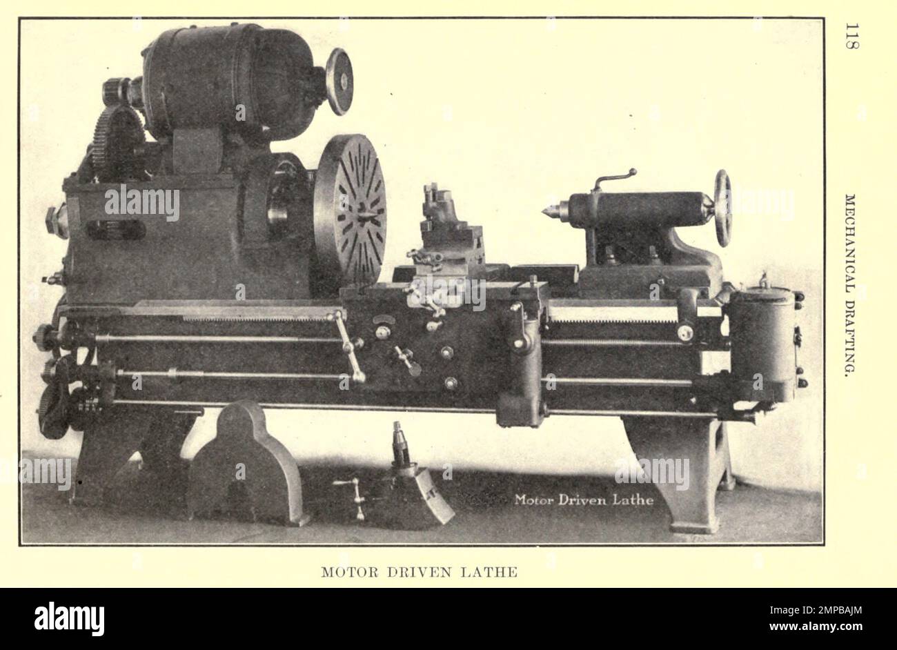 motor driven lathe from the book ' Mechanical drafting ' by Henry ...