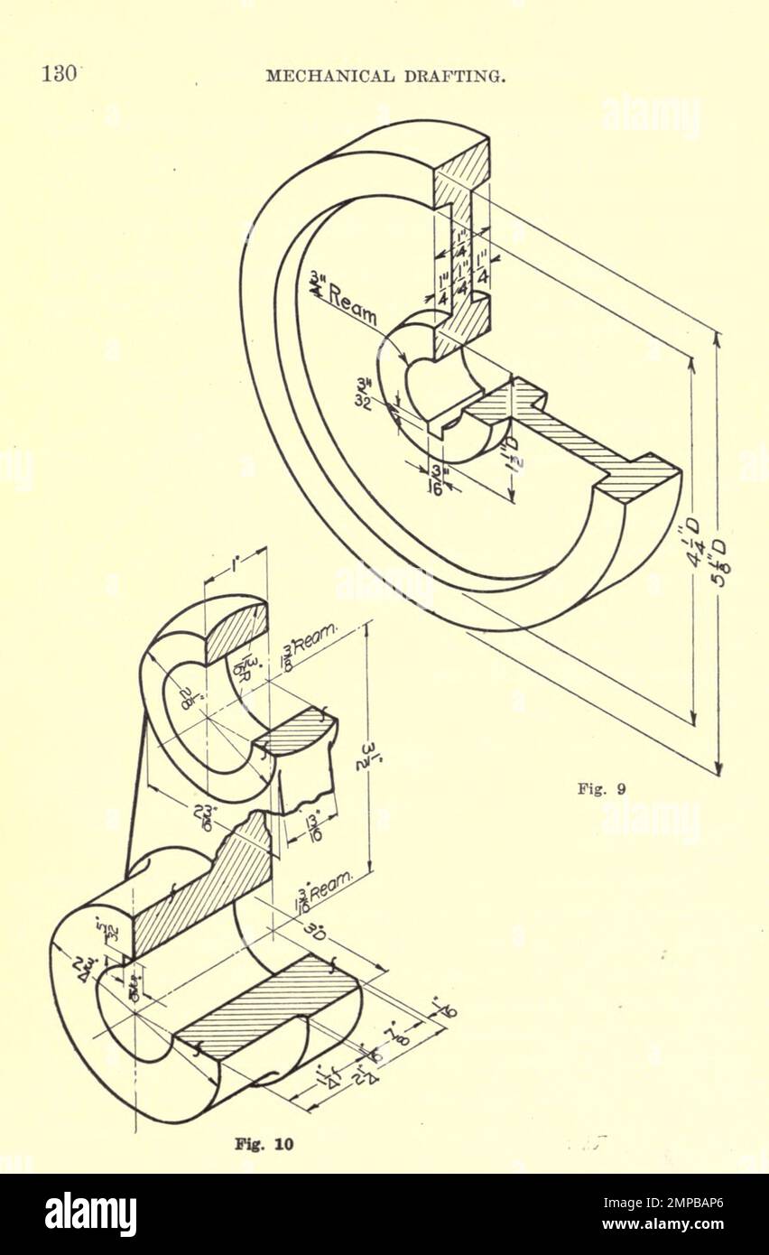 Circles, pipes and Piping from the book ' Mechanical drafting ' by Henry Willard Miller ...