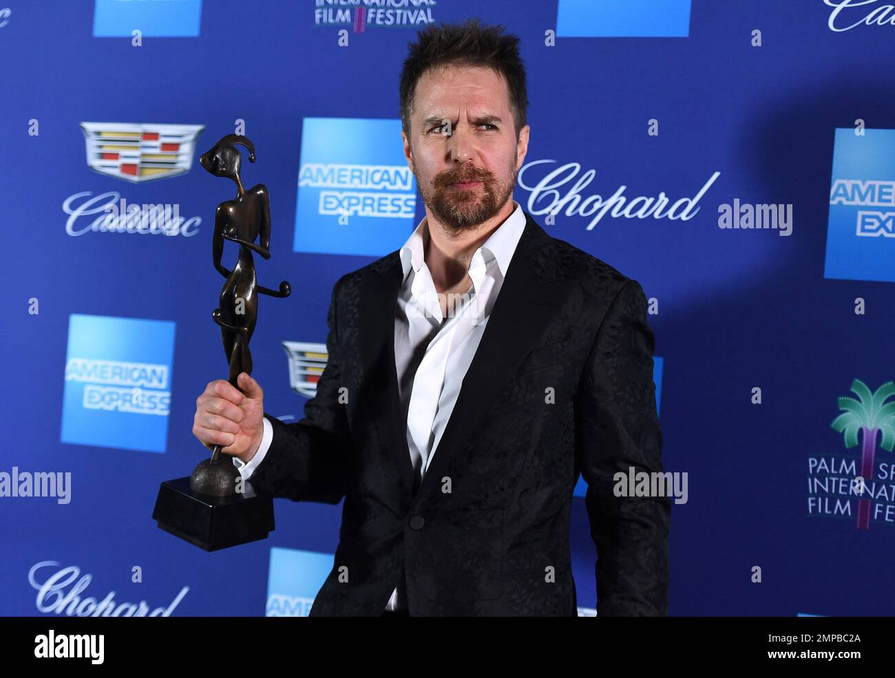 Sam Rockwell poses in the press room with the spotlight award - actor ...
