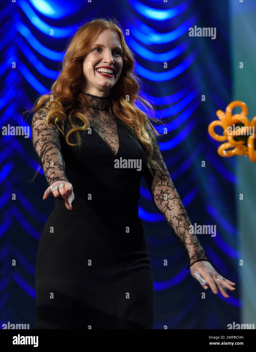 Jessica Chastain appears on stage to accept the chairman's award for ...