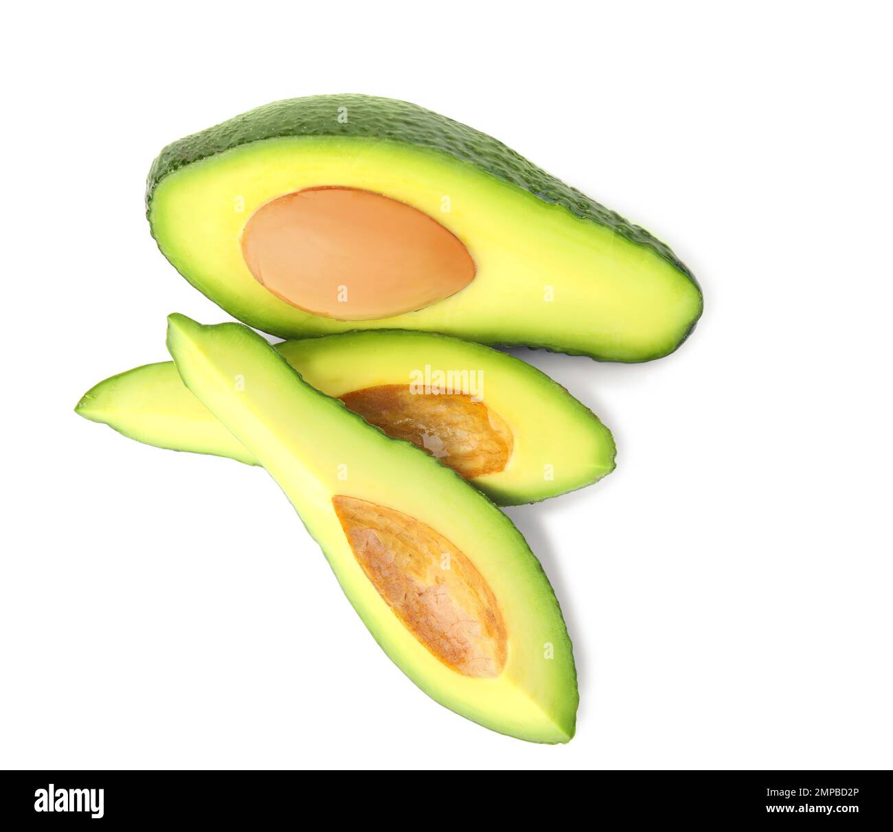 Tasty ripe avocados on white background, top view. Tropical fruit Stock ...
