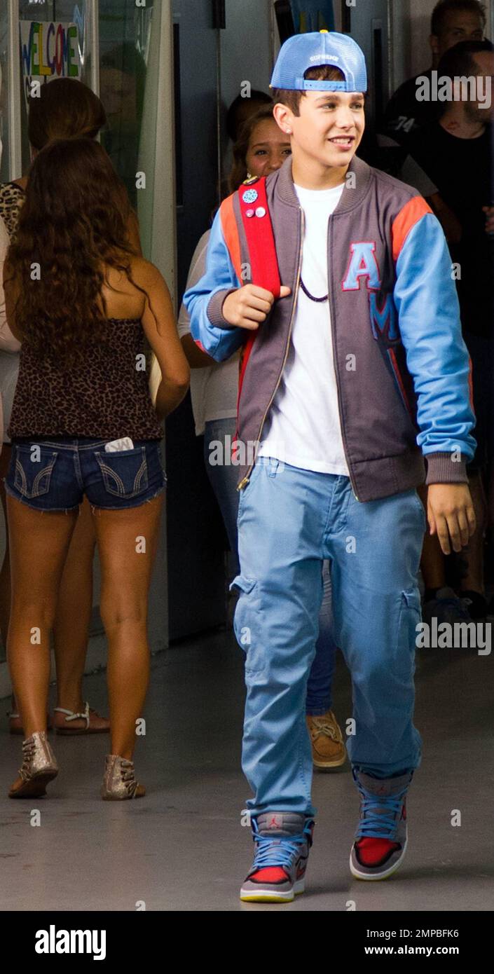 Teen pop star Austin Mahone shoots a video on set at a local college in ...