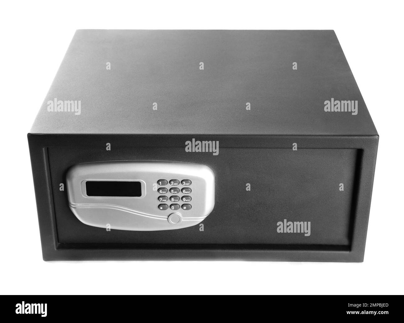 Closed black steel safe isolated on white Stock Photo - Alamy