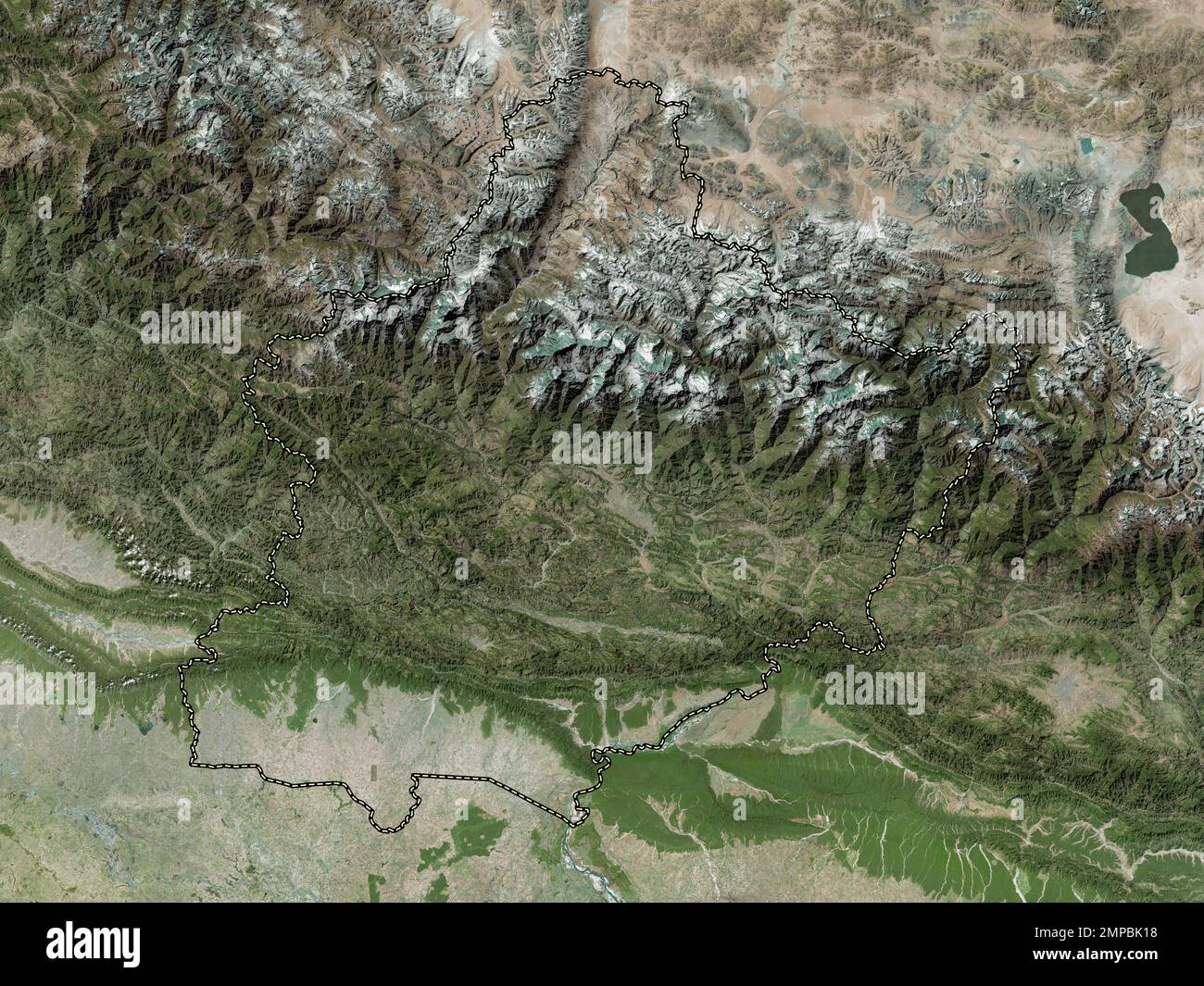 West, development region of Nepal. High resolution satellite map Stock ...