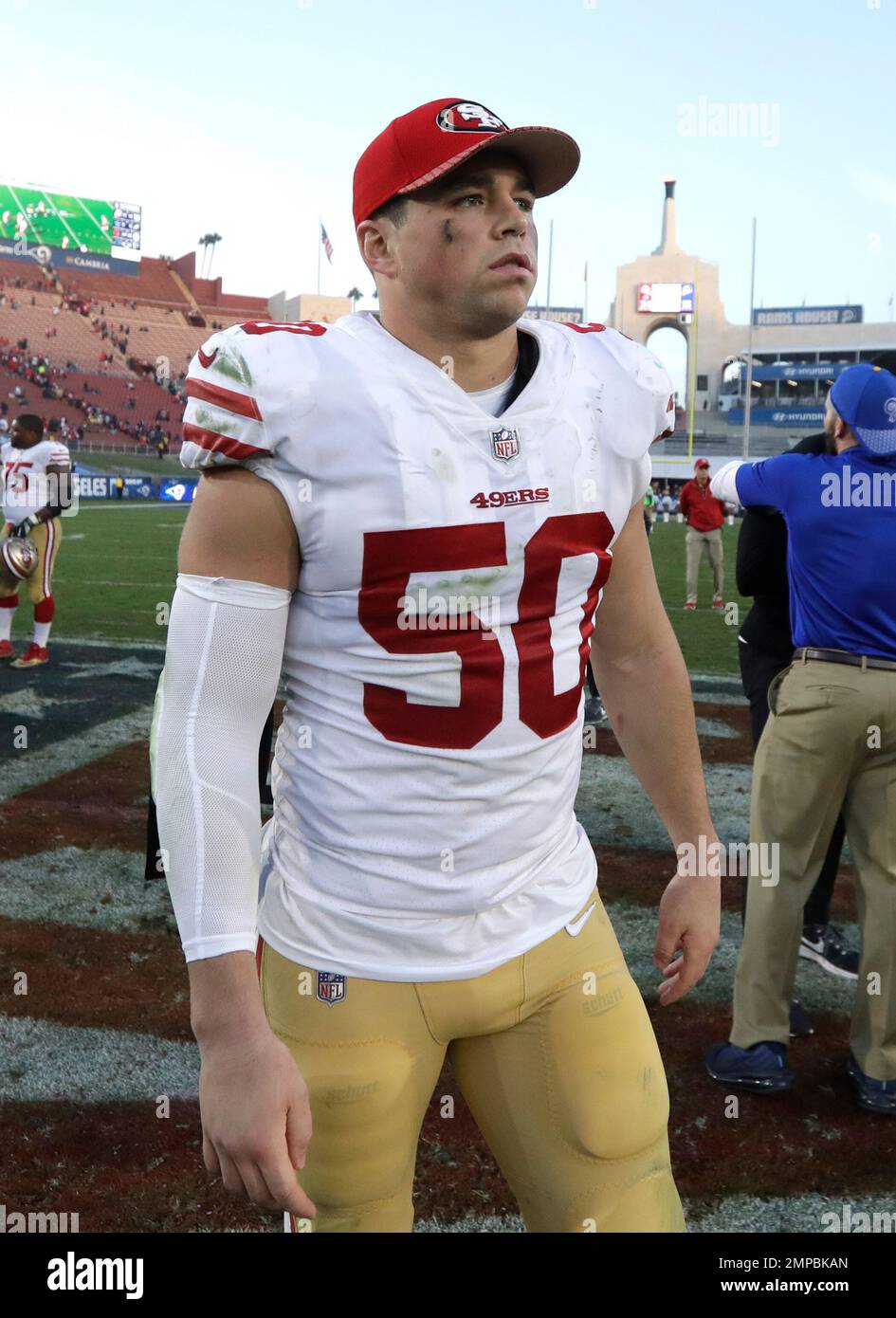 San Francisco 49ers middle linebacker Brock Coyle (50) against the Los ...