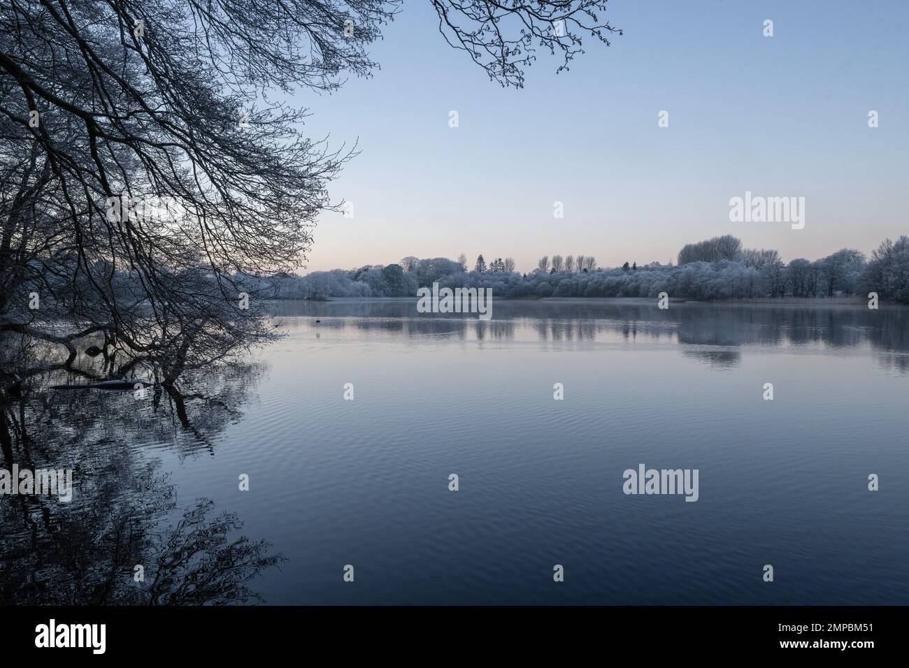 Loch Arthur, on a very cold, frosty morning, Beeswing, Dumfries and ...