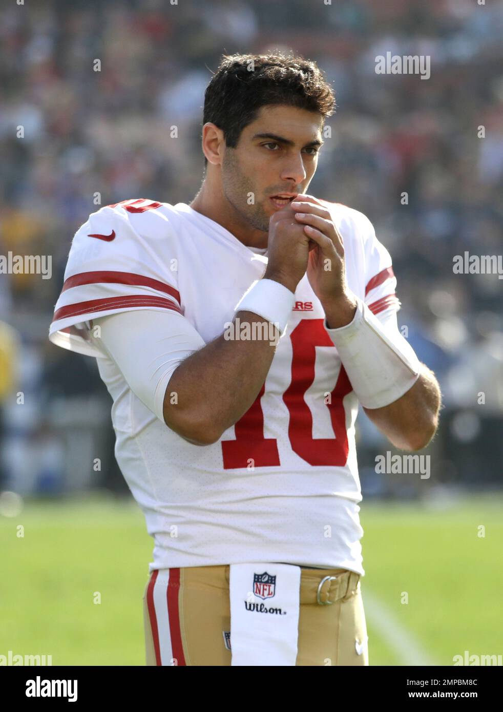 San Francisco 49ers quarterback Jimmy Garoppolo against the Los Angeles ...