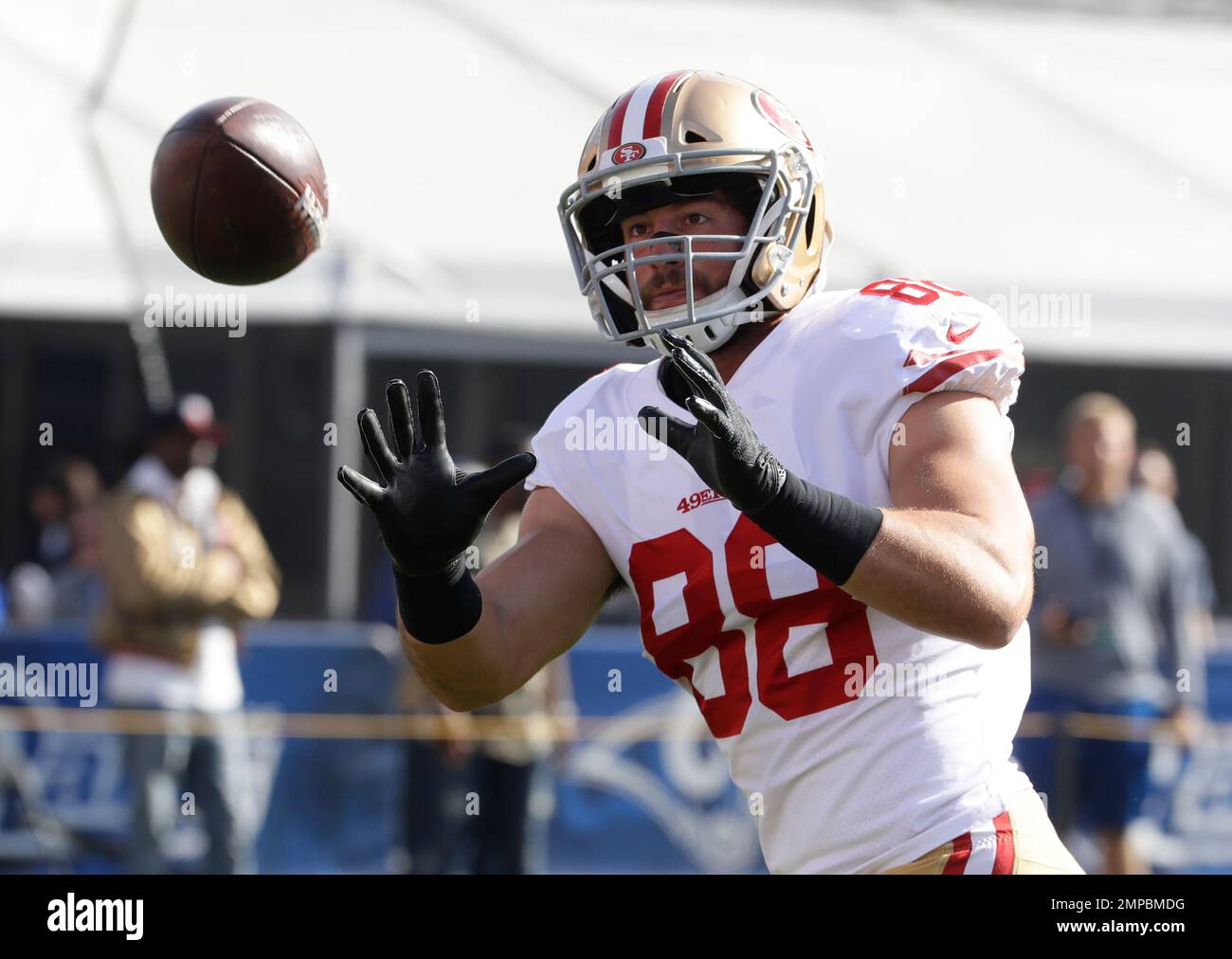 San Francisco 49ers tight end Garrett Celek (88)against the Los Angeles ...