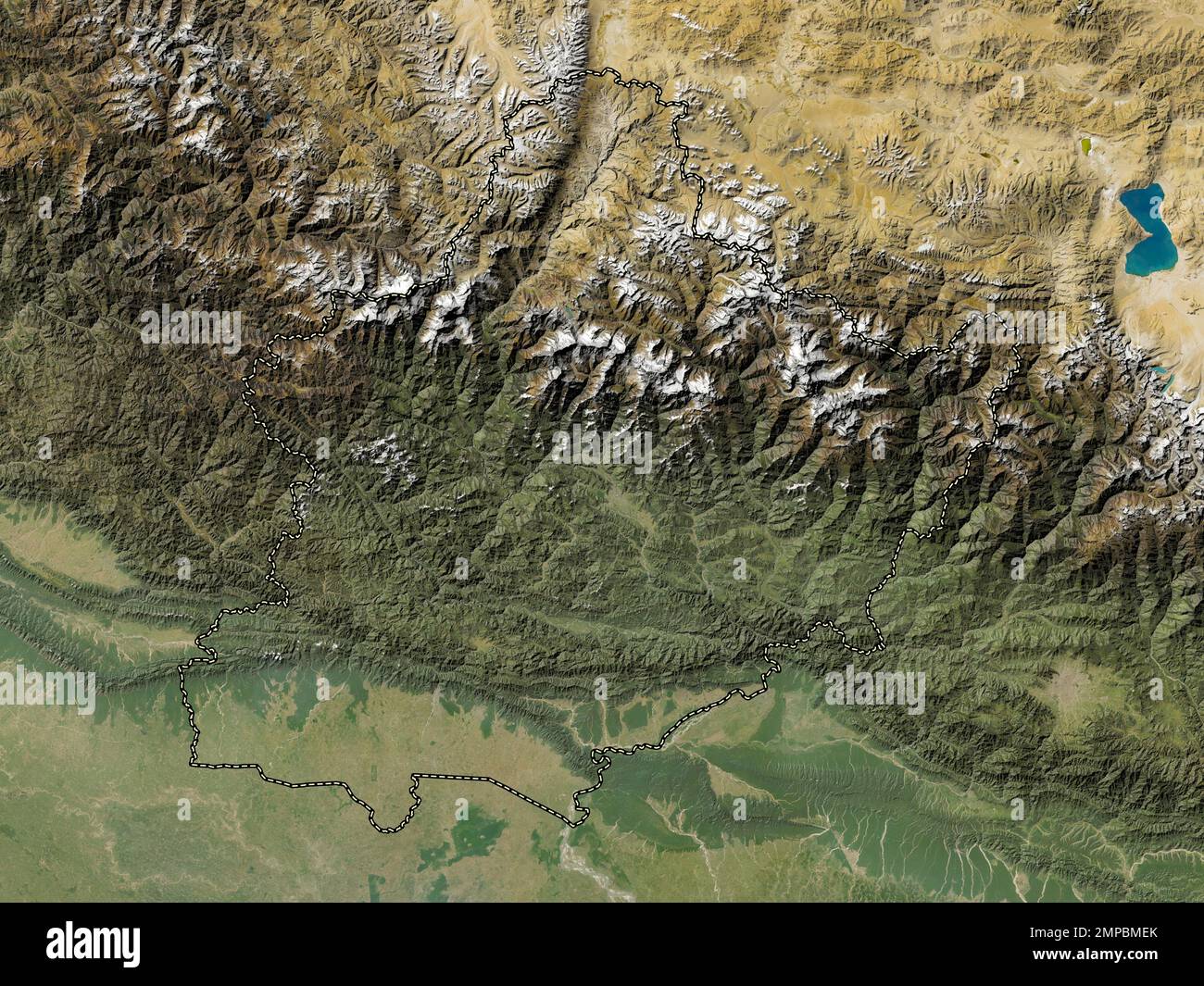 West, development region of Nepal. Low resolution satellite map Stock ...