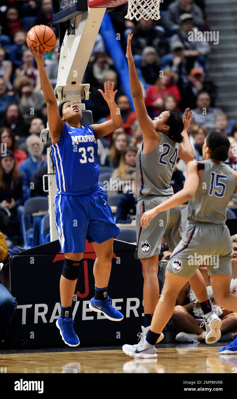 Connecticut's Napheesa Collier (24) attempts to block a shot by Memphis ...